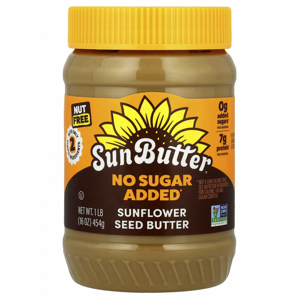 SunButter, Подсолнечное масло, без сахара, 454 г (16 унций)