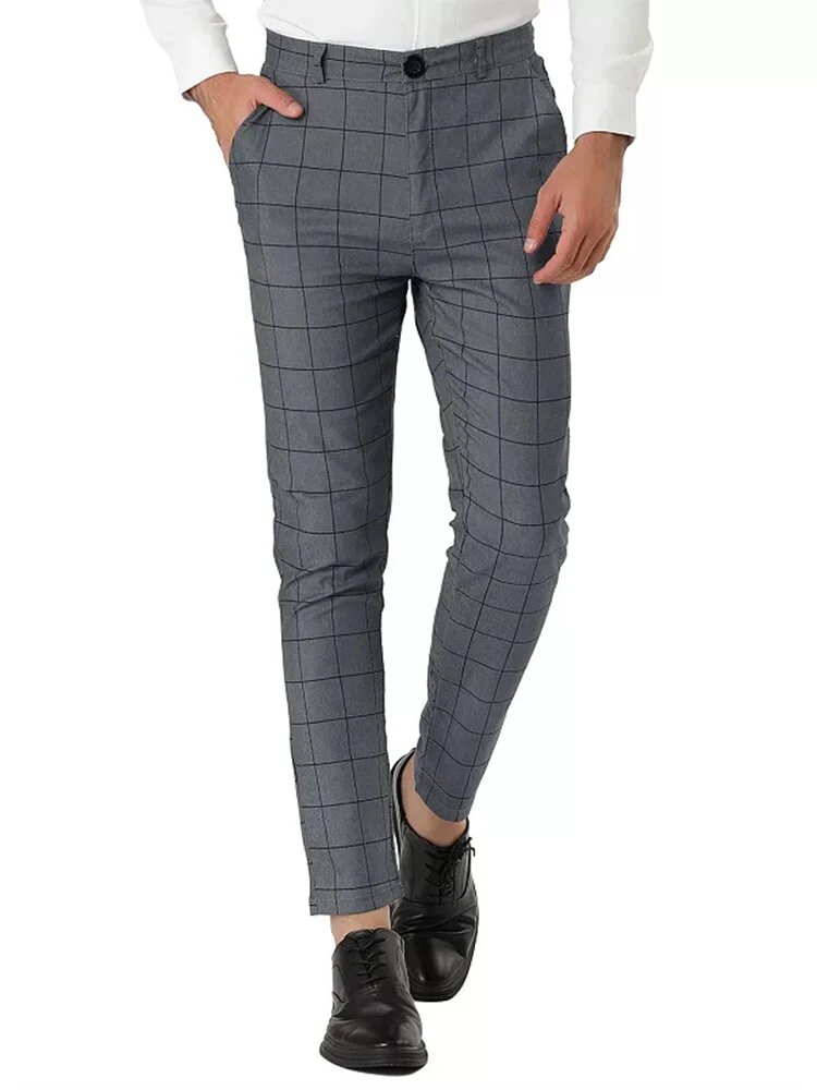 Мужские брюки Slim Fit Серые в клетку, XXXL