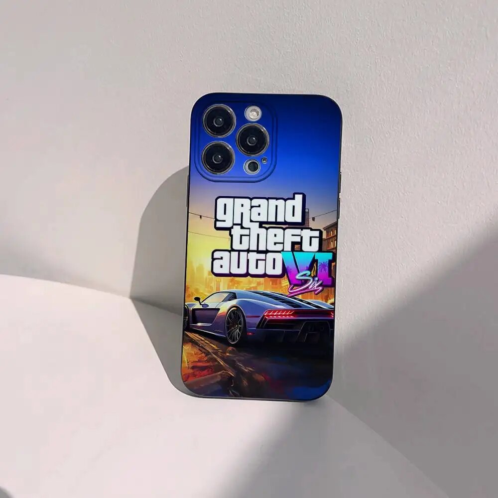 G-GTA 6 G-Grand Theft A- Auto Чехол для телефона Черный силиконовый матовый чехол z3, For iPhone 13