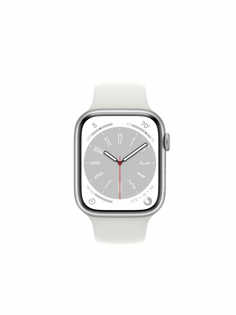 Часы Apple Watch Series 8 GPS 45mm MP6Q3 Silver Aluminum Case with White Sport Band - M/L