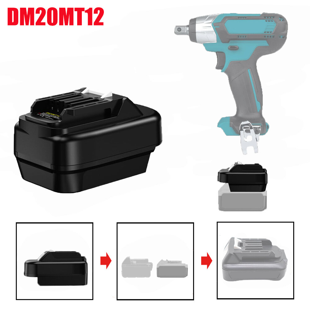 Адаптер аккумулятора DM20MT12 для аккумуляторов Dewalt/Milwaukee 18/20V к инструментам Makita 12V