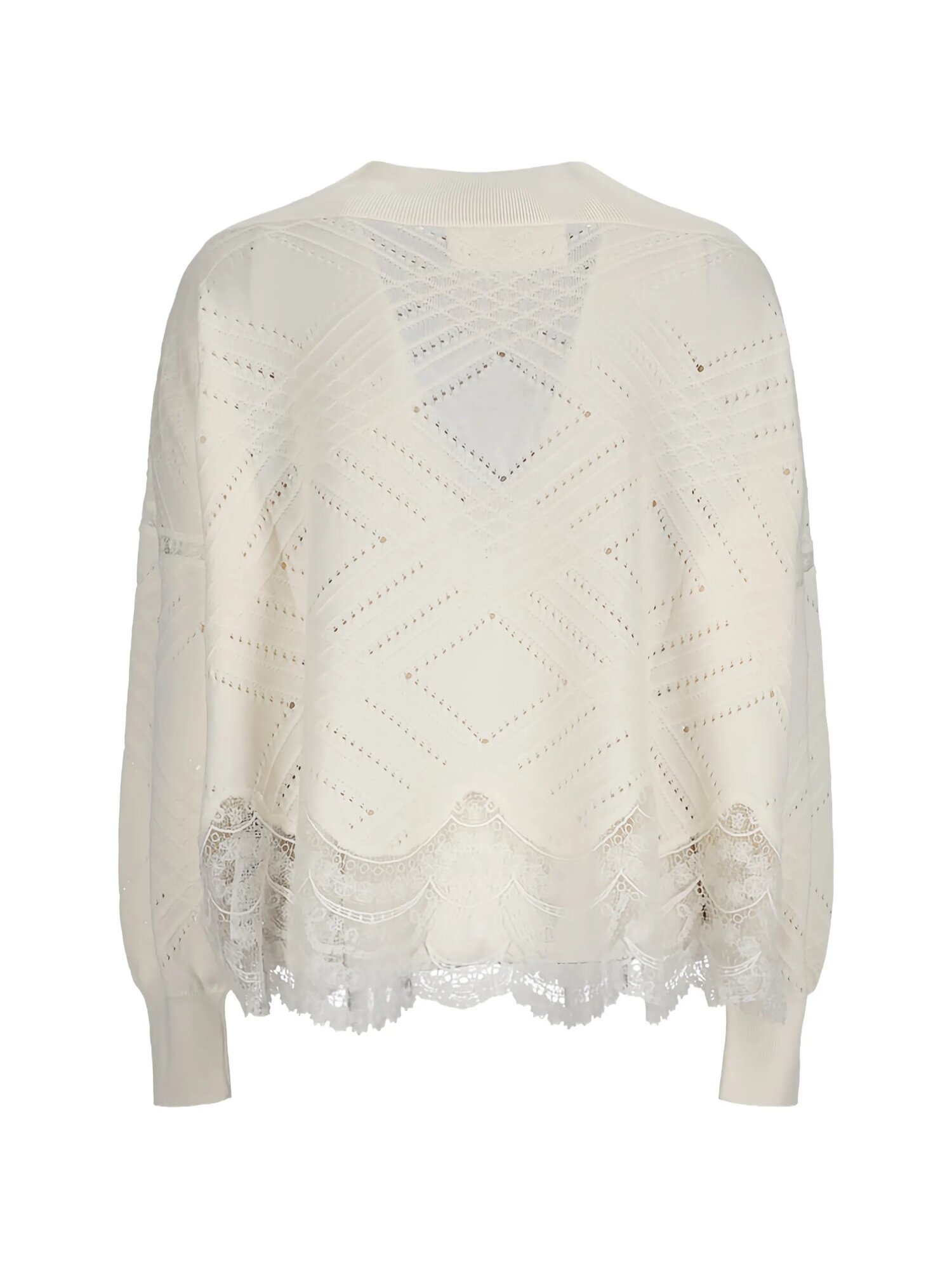 Свитер Ermanno Scervino Lace-trimmed sweater, размер 46, , white — фото 1