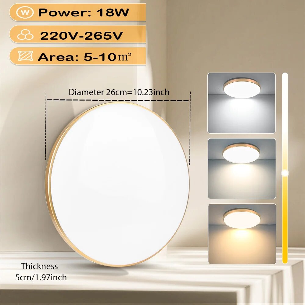 Сверхтонкий светодиодный потолочный светодиодный светильник Super Waterpoor Led Ceiling Light Panel Свет для ванной 30Вт Настенная лампа светодиодная для кухни Спальня Ультратонкий потолочный светильник