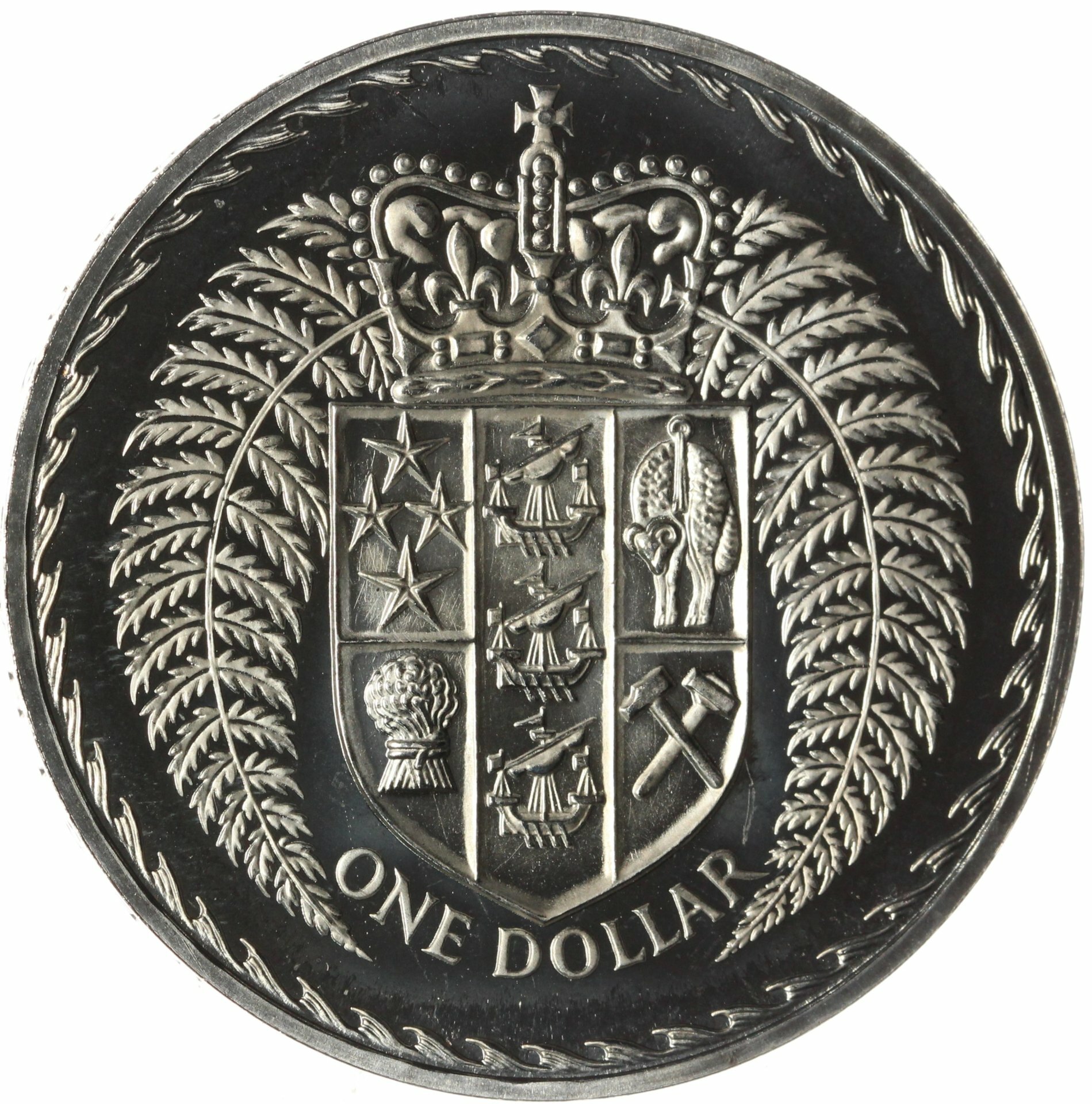 Новая Зеландия 1 доллар dollar 1967, Мельхиор медь-никель, в сохранности PL