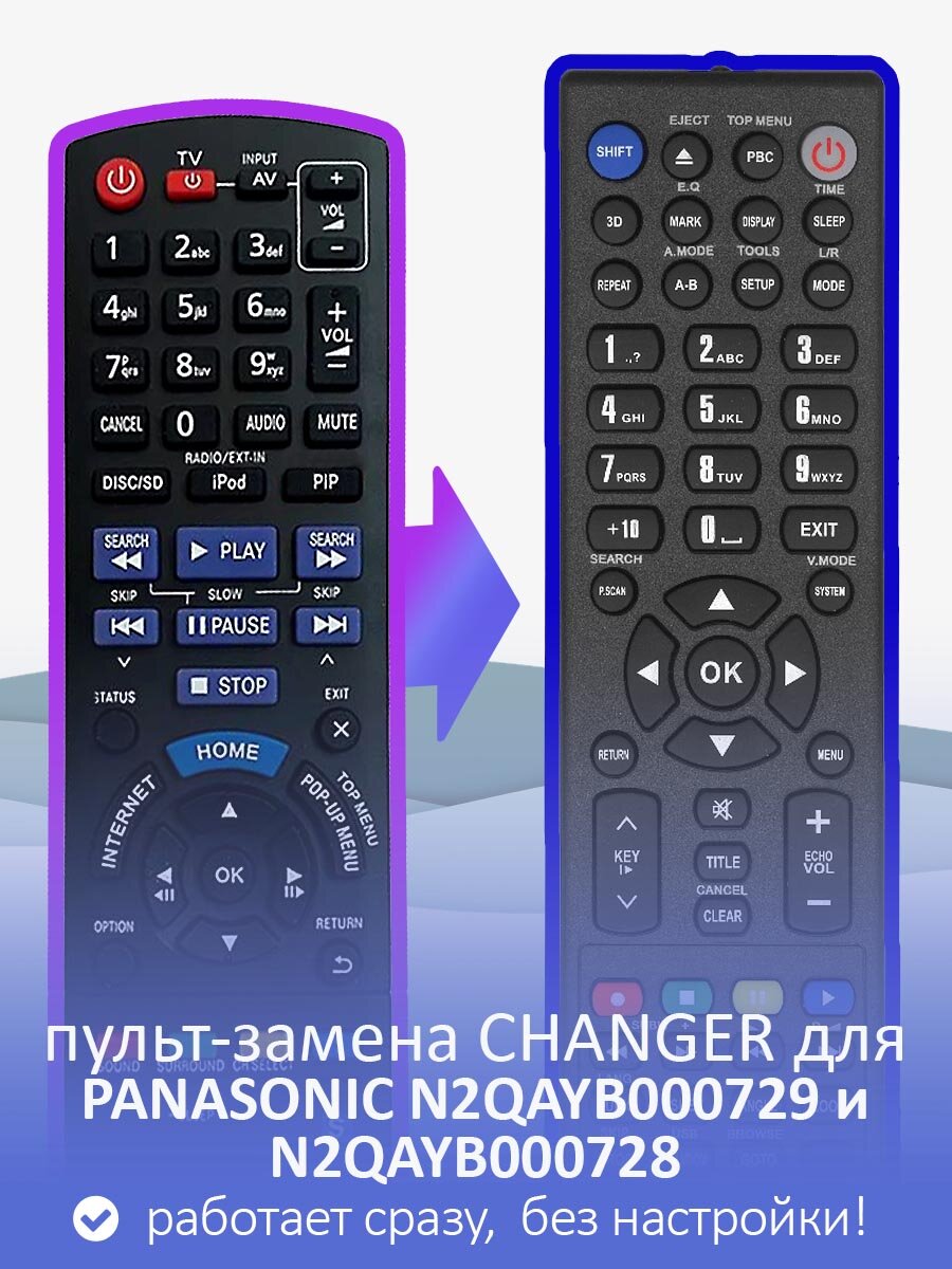 Пульт-замена для PANASONIC N2QAYB000729 и N2QAYB000728