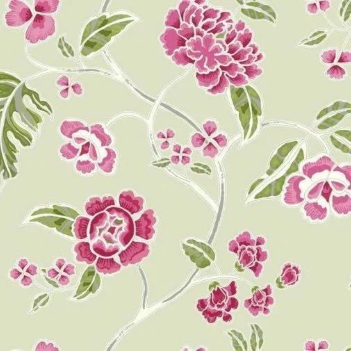 Обои York Waverly Global Chic GC8789 E; 0,68x8,20 м. , Бумага Sure Strip , зеленый/розовый