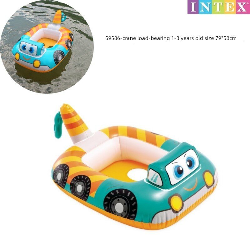 Надувной утолщенный детский плавательный круг INTEX для детей 1-3 лет, водная игрушка-лодка. Кольцевой воздушный насос