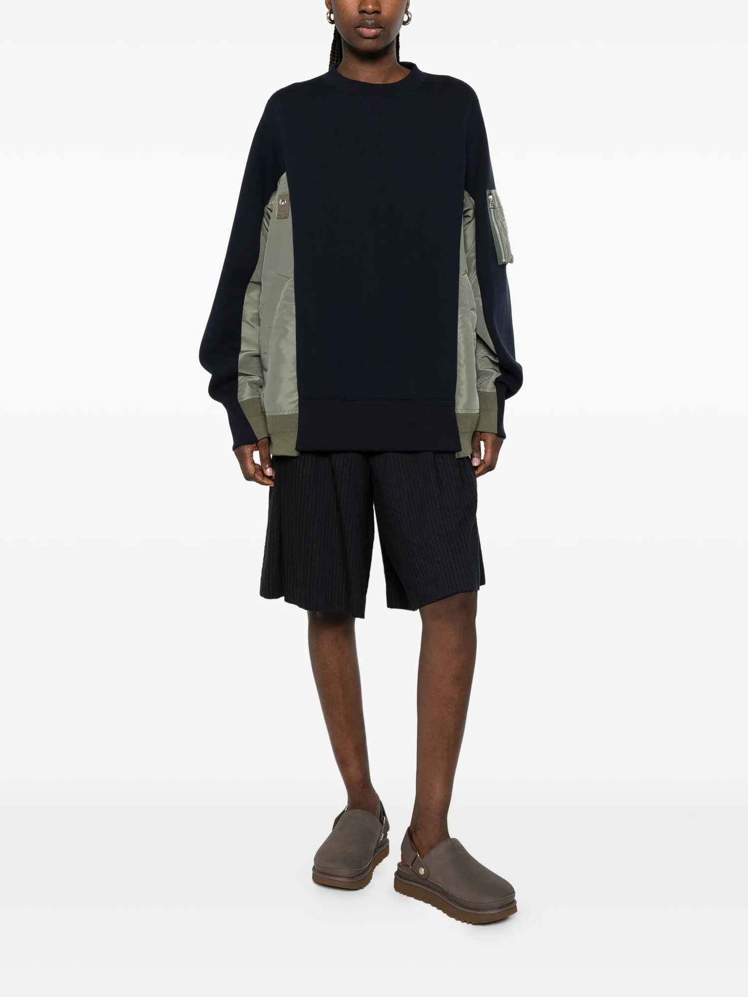 Толстовка Sacai Panelled zip-pocket sweatshirt, размер 44, , Синий принт — фото 1