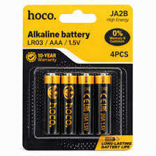 Батарейки ААА Hoco JA2B Alkaline battery LR03, 1.5V, 4 шт, Черный