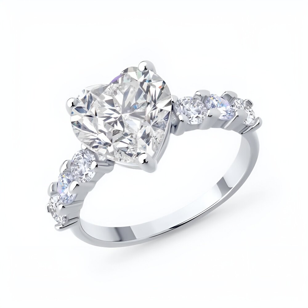 Кольцо, серебро, 925 проба, фианит