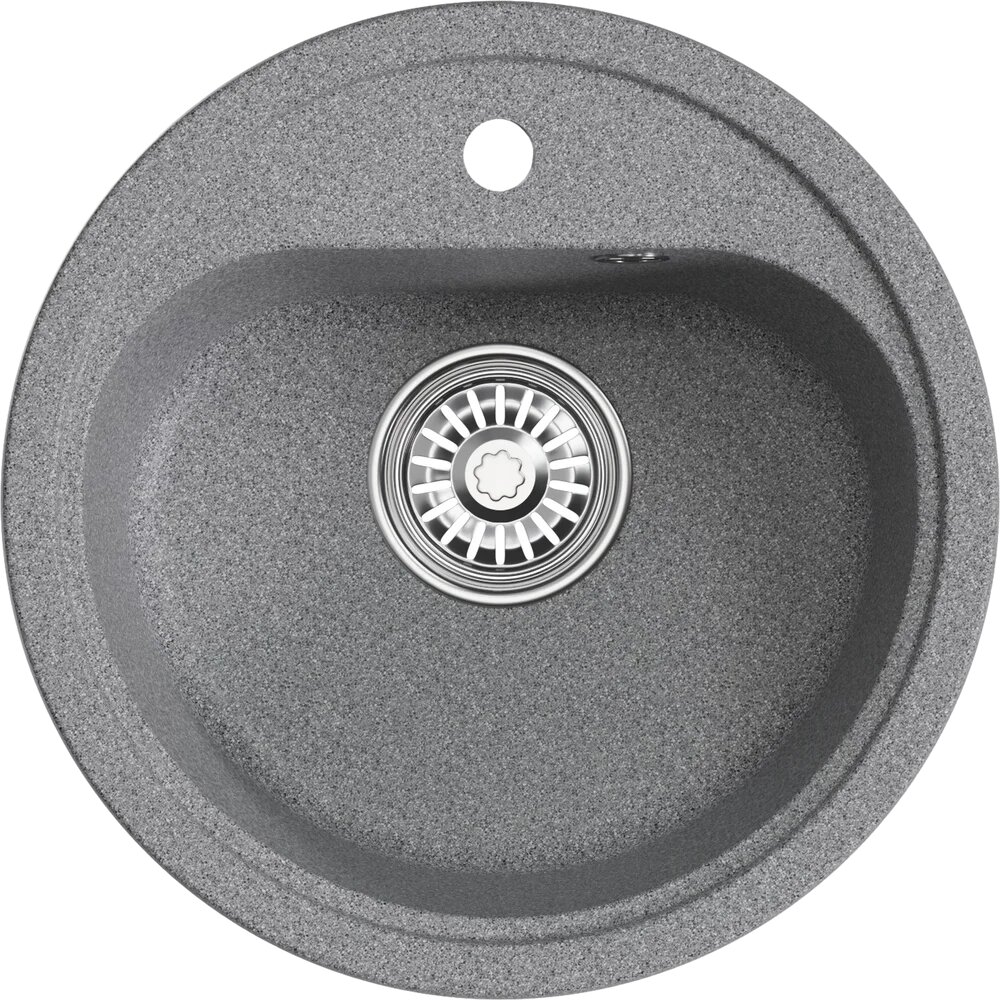 Мойка кухонная Mixline ML-GM11 мраморная, 50x50, круглая, мойка для кухни, серая, матовая