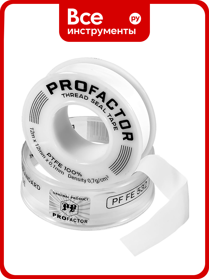 ФУМ лента PROFACTOR PF Professional белая Ф55 мм 12мм х 0,1мм х 12м PF FE 532
