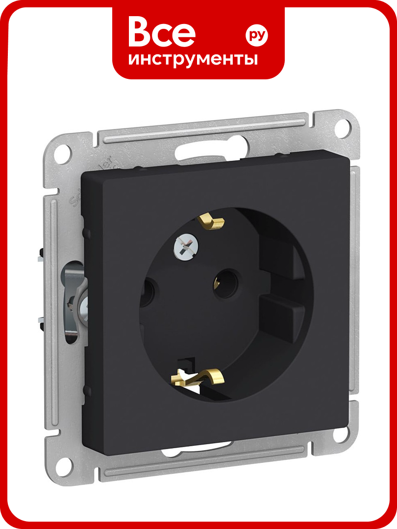 Розетка, Systeme, Systeme Electric ATLASDESIGN, с заземлением, 16А, механизм, карбон, ATN001043, (ранее,