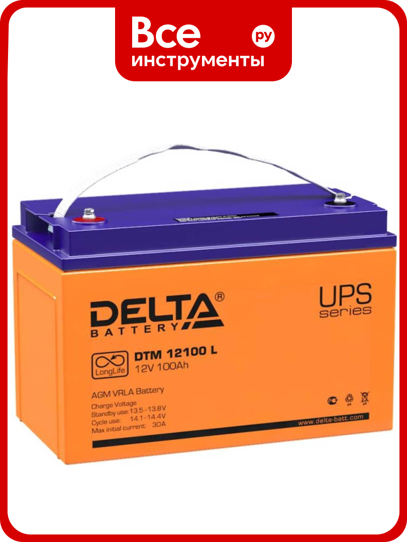 Батарея аккумуляторная Delta DTM 12100 L (12 В/100Ah)