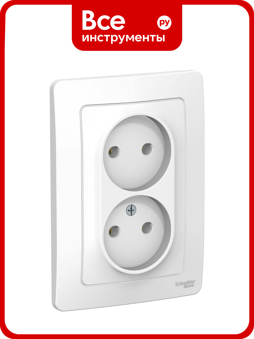 Двойная розетка Systeme Electric BLANCA без заземления без шторок, белый