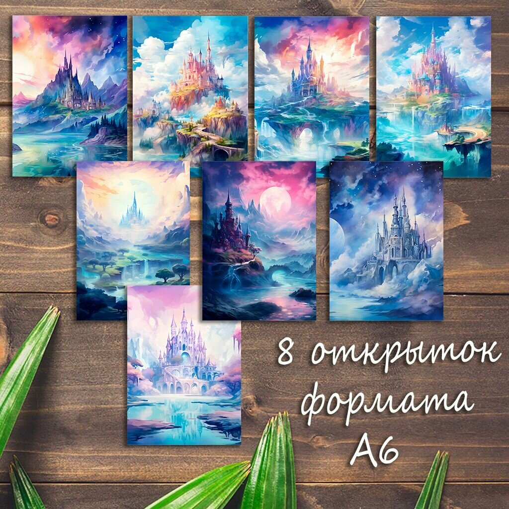 Большой набор открыток Волшебный замок, 8 штук