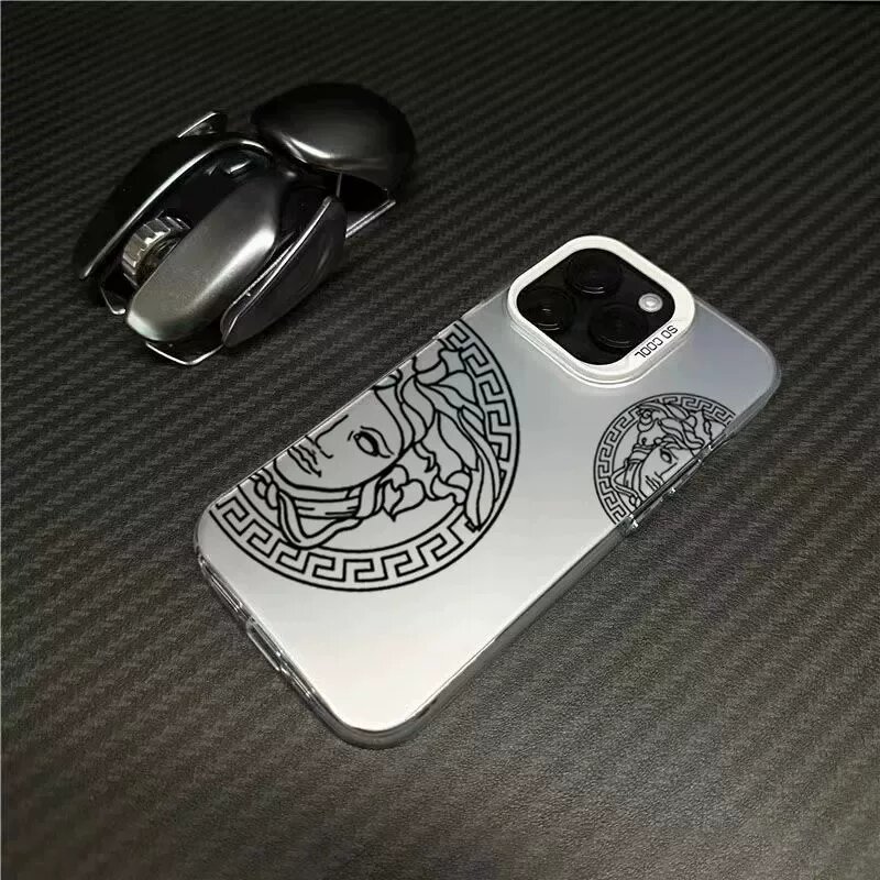 Чехол для iPhone 13 Pro Max с защитой и декором IMD в античном белом цвете, дизайн полосы