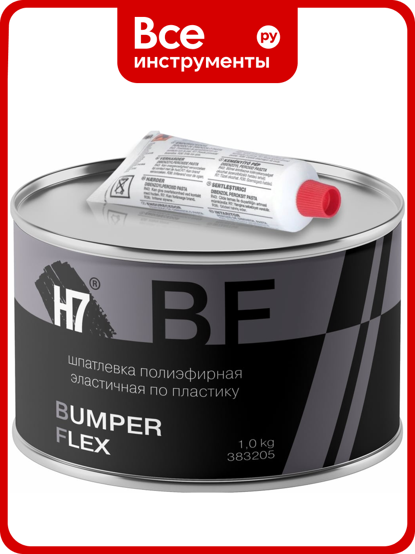 Полиэфирная шпатлевка H7 Bumper Flex эластичная по пластику 1кг 383205