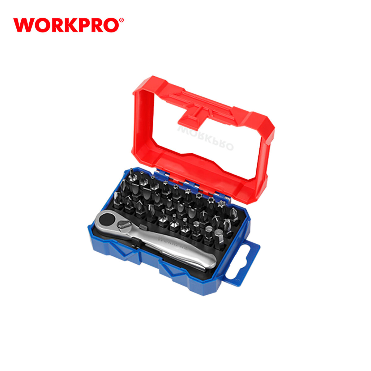 Набор бит с мини-трещоткой Workpro, 1/4", 32 предмета — фото 1