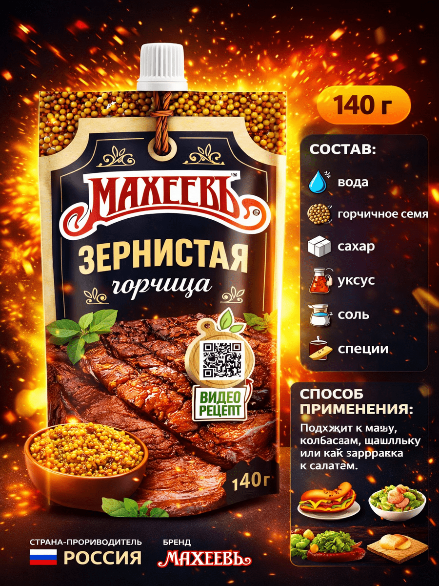 Горчица Махеевъ Зернистая 140 г