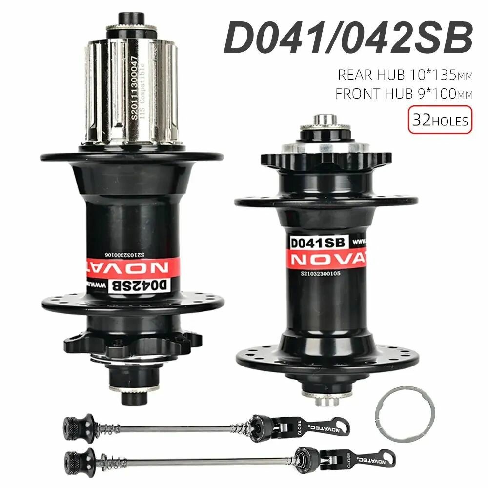 Novatec D041SB D042SB, втулка для горного велосипеда, QR 32H передняя 9x100MM, задняя 10x135MM, подходит для системы HG (черная)