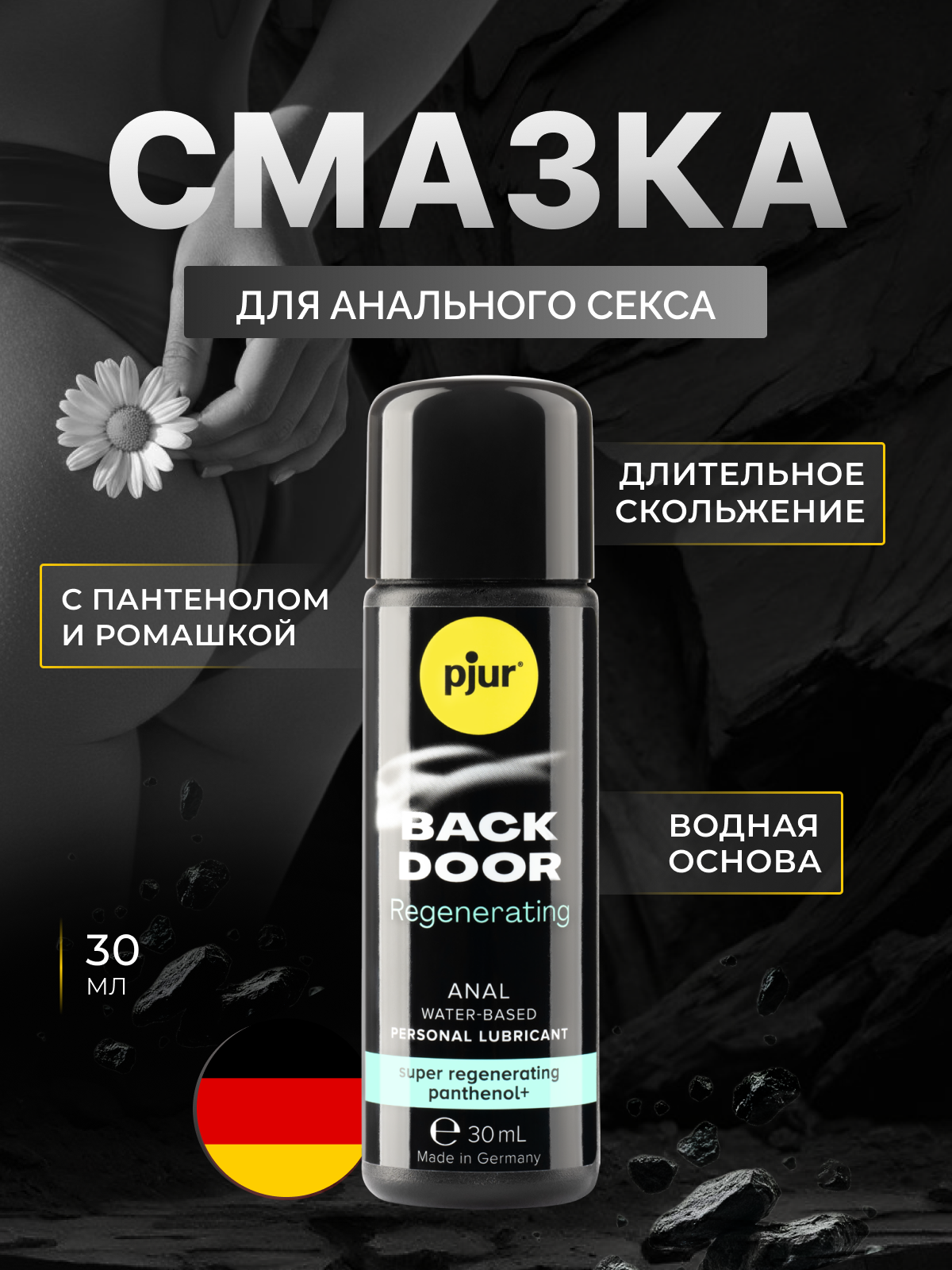 Смазка pjur Back Door Regenerating на водной основе, с пантенолом, 30 мл