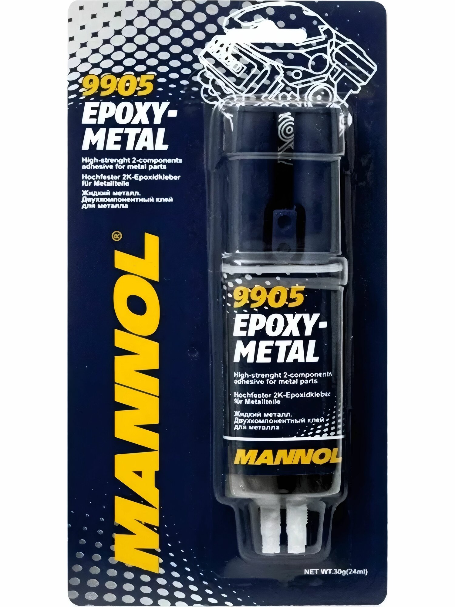 Клей эпоксидный MANNOL "Жидкий металл" 30гр.