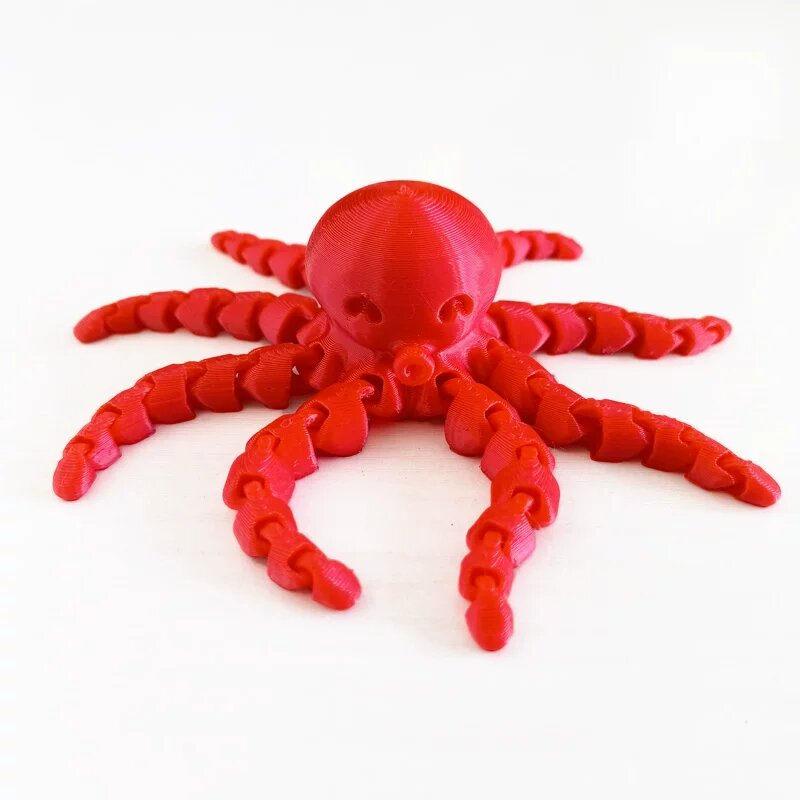 Красная модель кальмара с подвижными суставами 3D-печатная фигурка морского животного