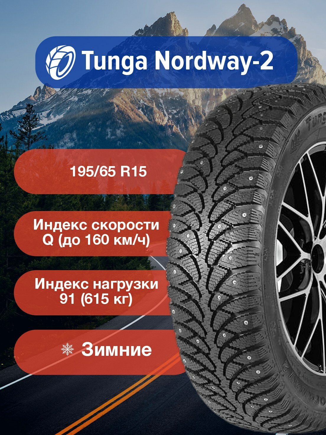 Легковые Зимние Шины Tunga Nordway-2 195/65 R15 PW-5 91Q-686199945 для легковых автомобилей и кроссоверов
