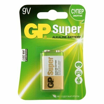 Батарейка GP Super 6LR61/Крона 9V/1604A 1604A-5CR1/1604AA21-5CRSBC1 бл/1, 13077