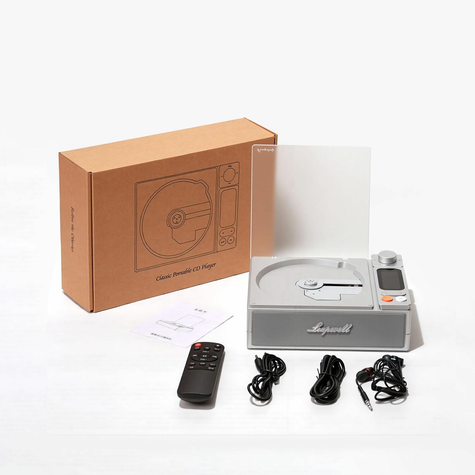 Портативный CD-плеер, FM-радио, Bluetooth-колонка, пульт дистанционного управления