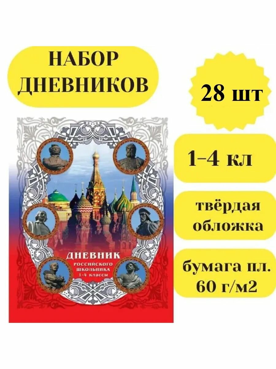 Дневник российского школьника младшие классы Комплект 28 шт