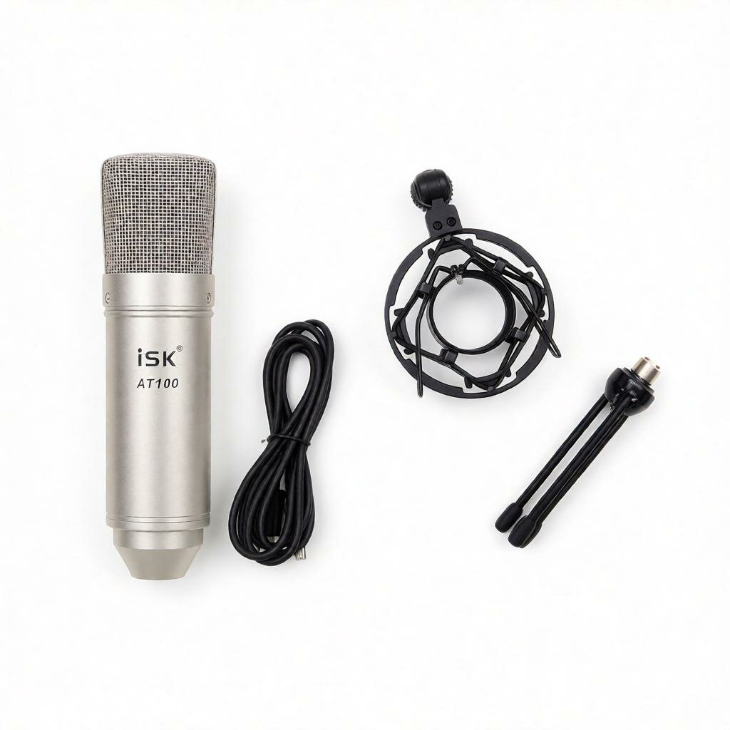 Студийный USB-конденсаторный микрофон ISK AT-100 USB с широкой мембраной, цвет никель