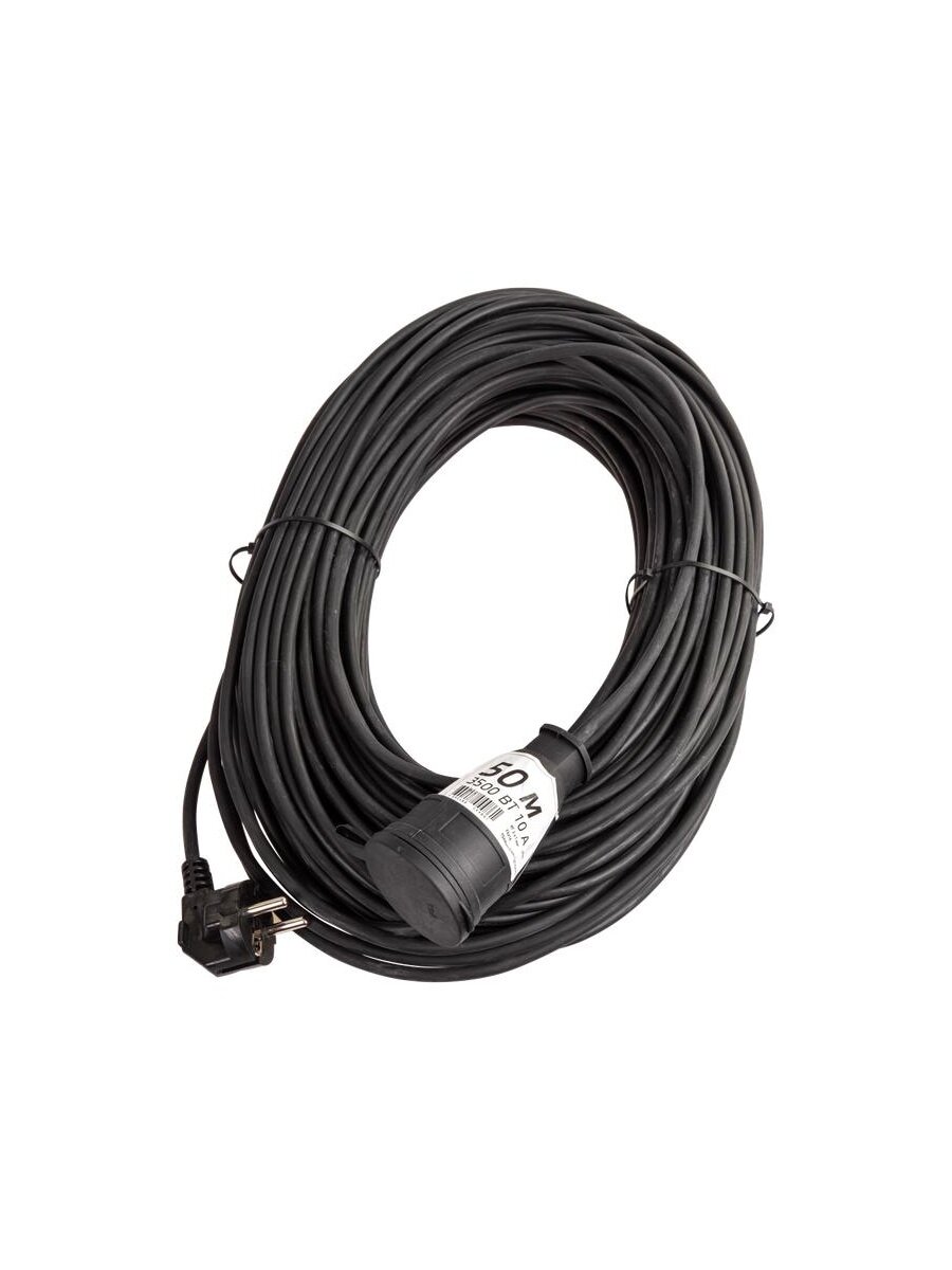 Удлинитель-шнур 1х50м 10А IP44 3500Вт 220-350В КГ 2х1.0мм каучук космос YSHKsm50m-1g(10A)KG