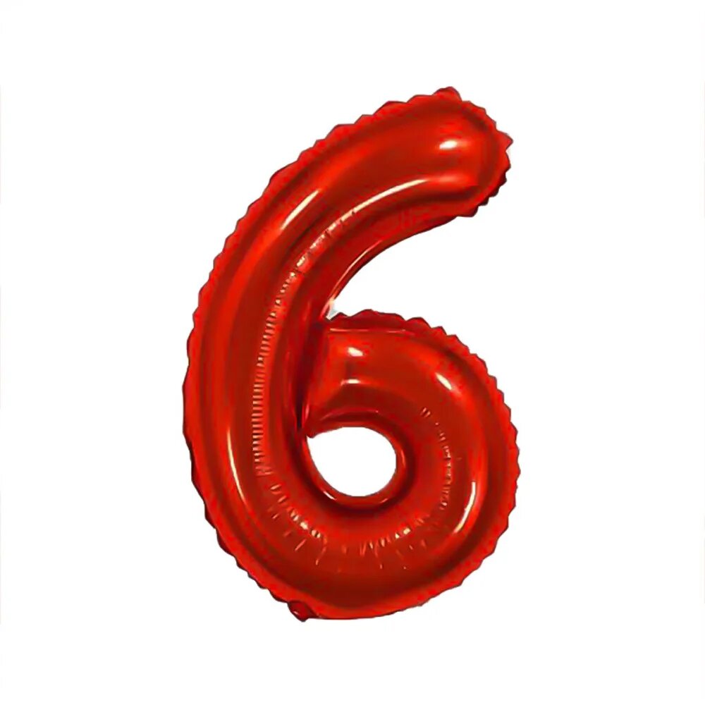 Красный воздушный шар цифра 6, 32 дюйма, Red balloon6