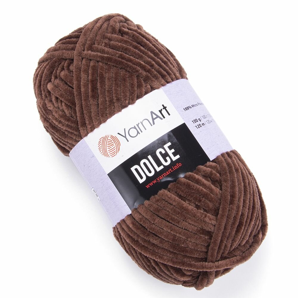 Пряжа Дольче (Dolce Yarnart) упаковка 5 мотков 100 г. 120 м. 100% микрополиэстер плюш 791 коричневый