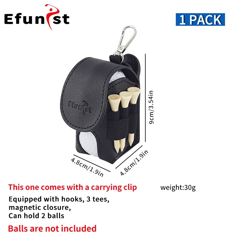 Сумка для гольфа Efunist, искусственная кожа, для 3 мячей Черный, 1 Pc Black