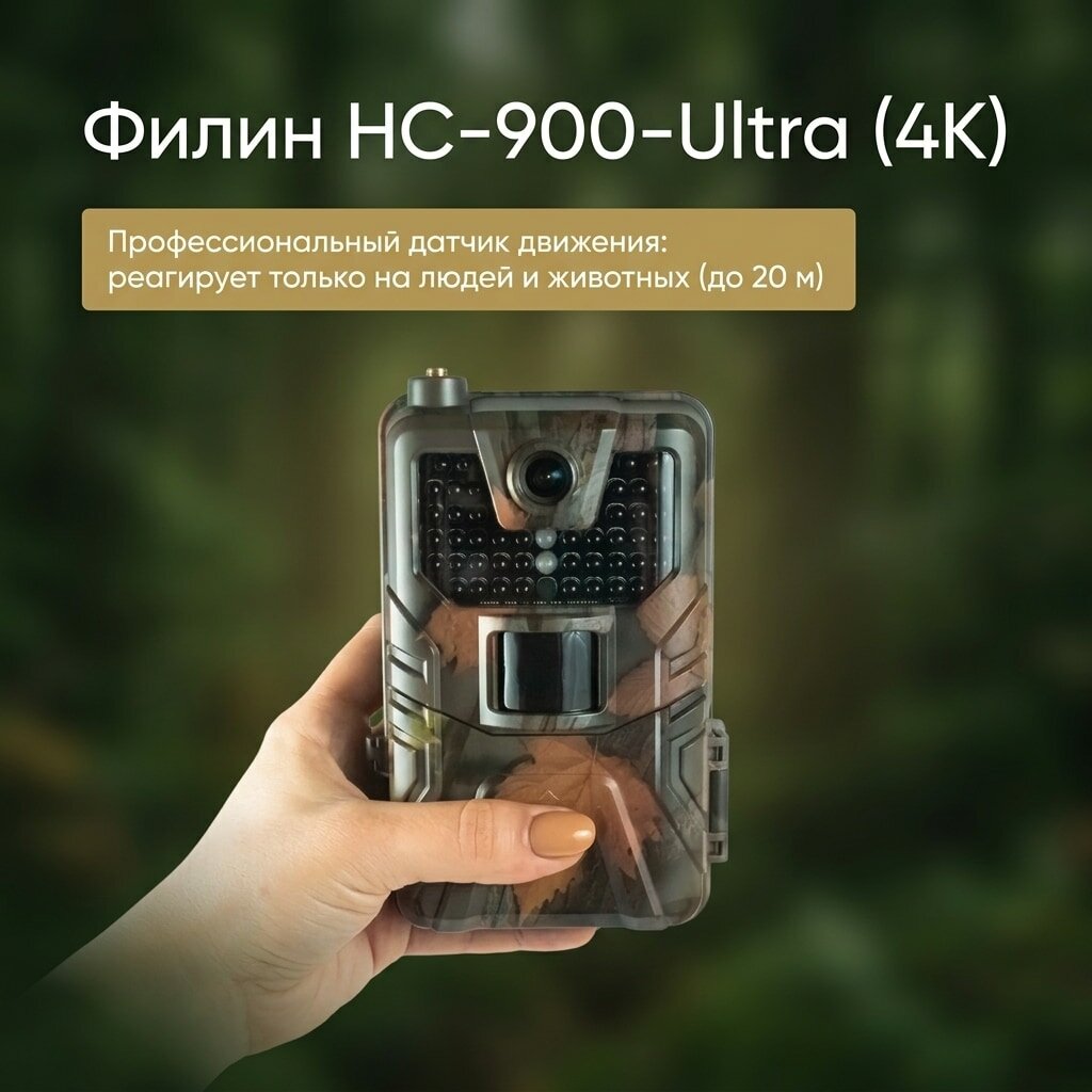 Филин HC-900-Ultra (4K) - 4G фотоловушка (Оригинал с гологр)