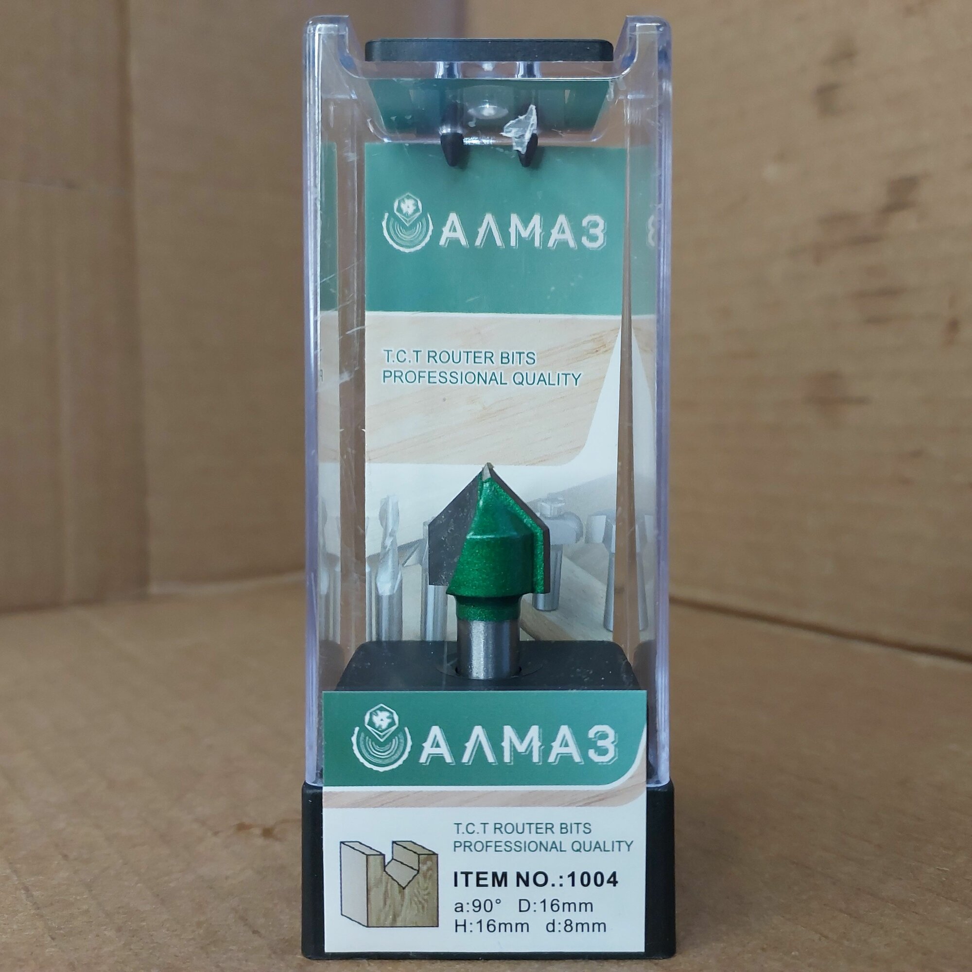 Фреза V образная 90 градусов Алмаз 1004 Пазовая V обр D:16mm I:16mm d:8mm