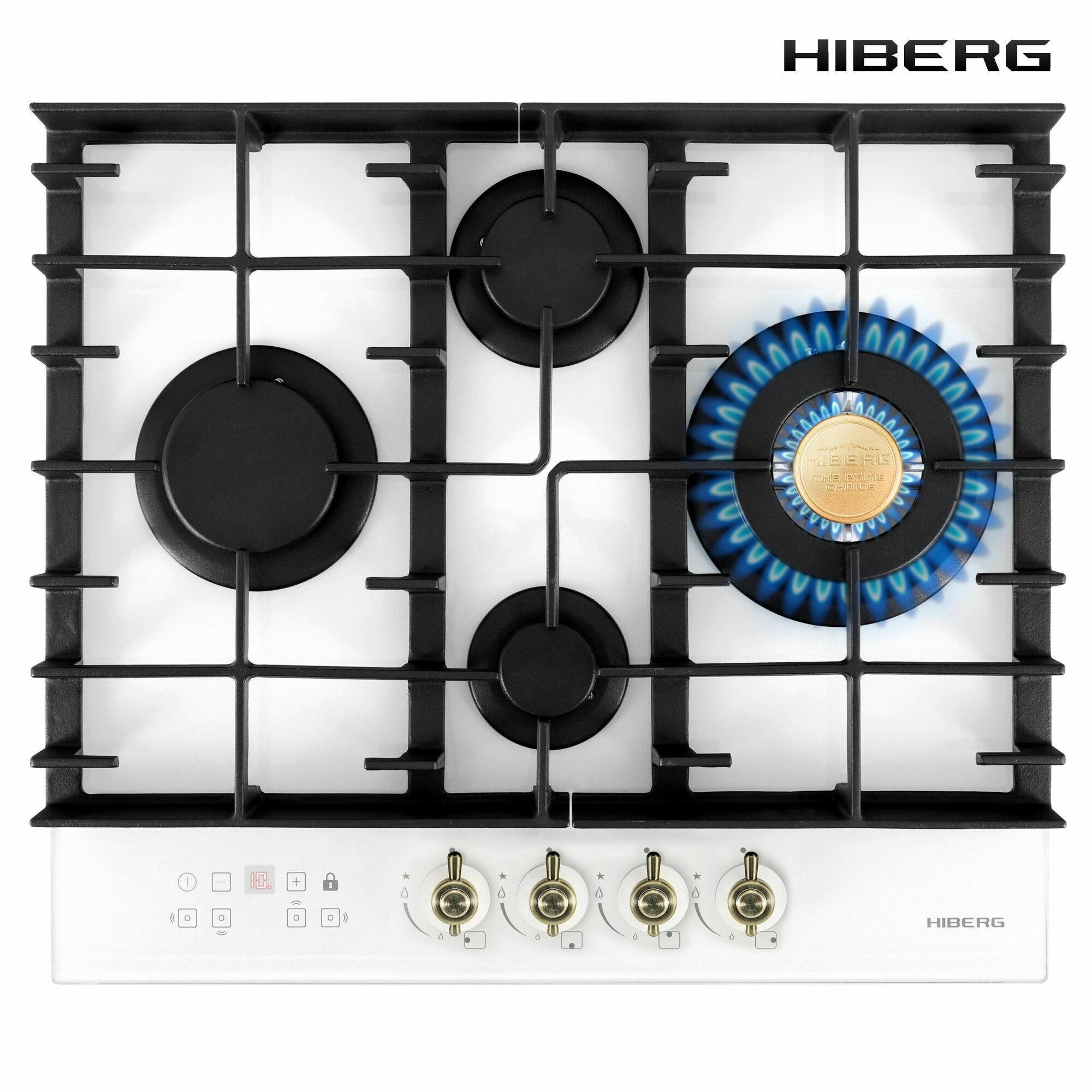 Газовая варочная панель 58*51 HIBERG VM 6145 W с таймером отключения газа