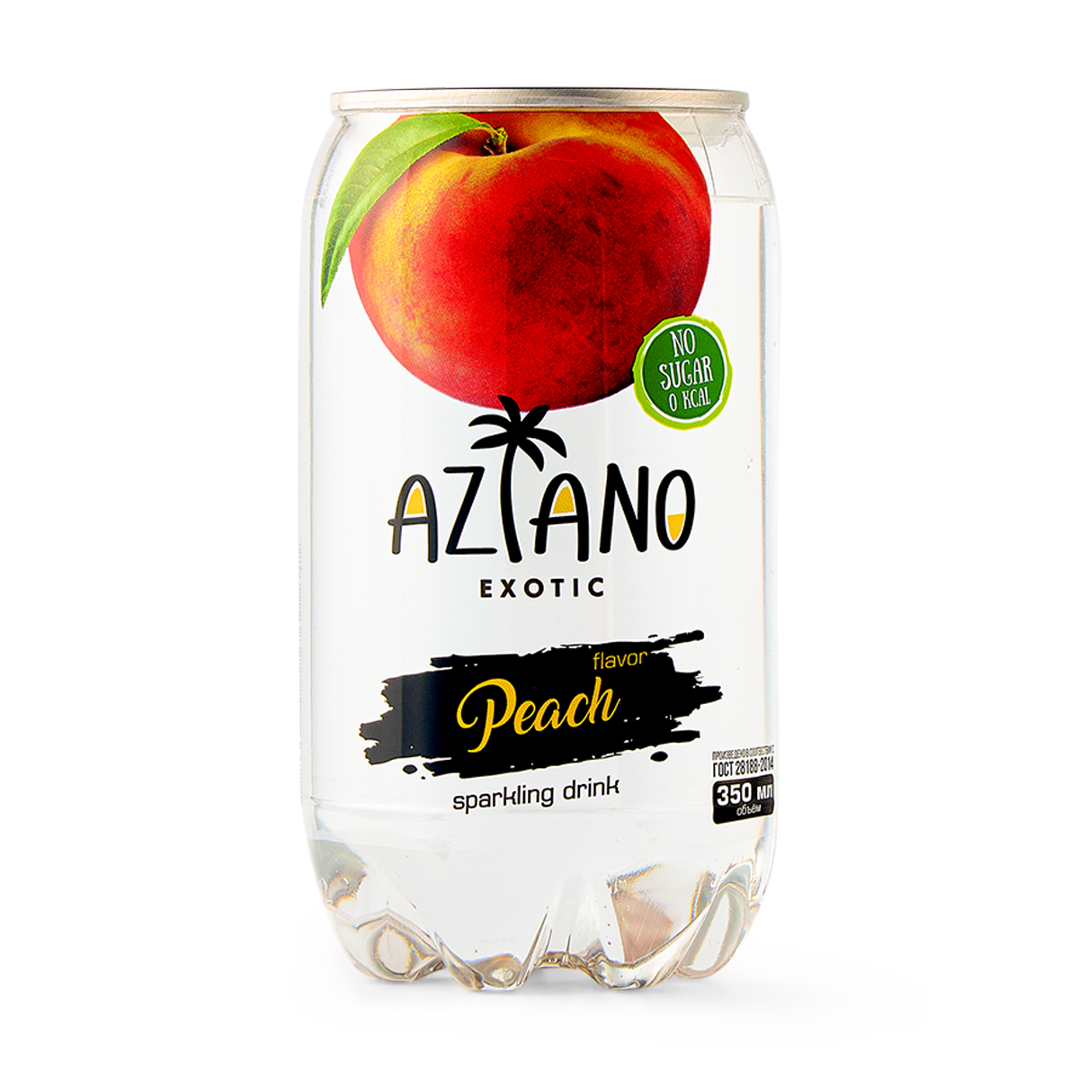 Освежающий газированный напиток Aziano Peach со вкусом персика, 0,35 л