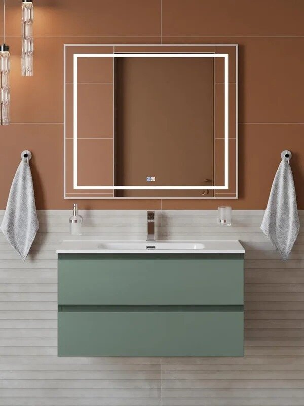 Мебель для ванной комнаты BelBagno Kraft 80 подвесная, матовая еловая, раковина bb800etl