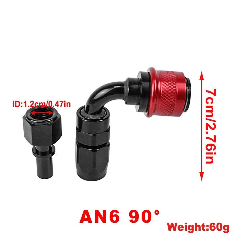 Адаптер для шлангов AN6 AN8 AN10 поворотный алюминиевый AN6-90 degree