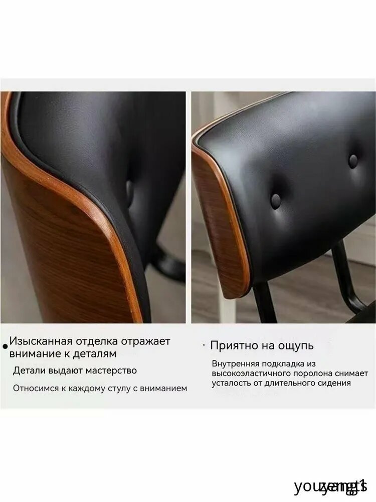 Стул компьютерный, на колесиках, черный, коричневый, искусственная кожа — фото 1