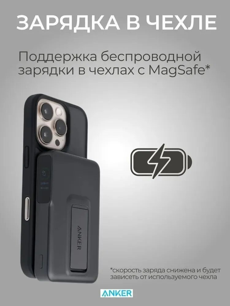 Внешний аккумулятор Anker MagGo 10000 мАч 27 Вт черный матовый, Squkte