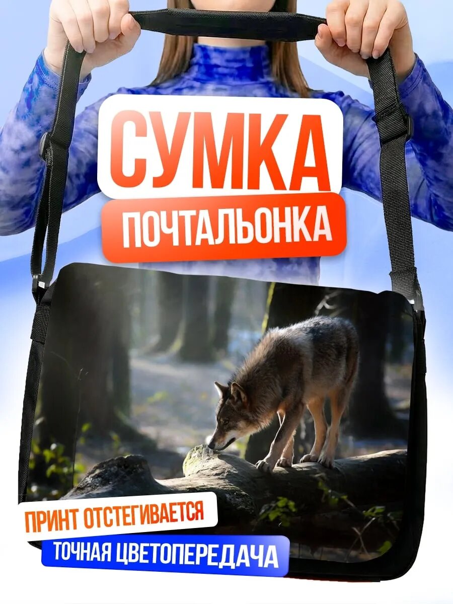 Сумка Волк на бревне
