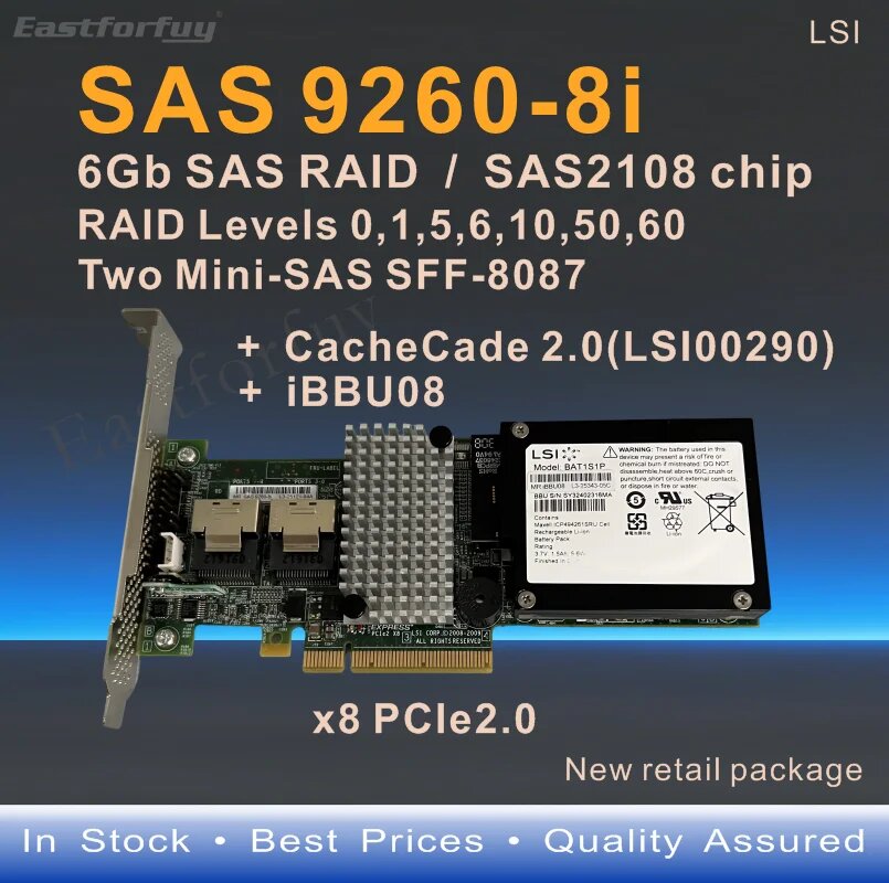 Eastforfuy LSI00198 9260-8i 8-портовая RAID-карта 9260With battery key