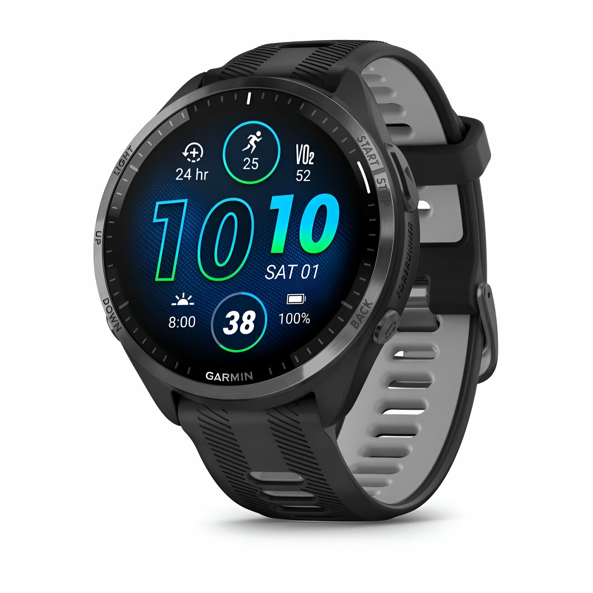 Умные часы Garmin Forerunner 965 Carbon Grey DLC Titanium Bezel with Black Case and Black/Powder Grey Silicone Band (010-02809-10)