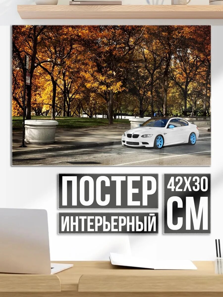 Плакат постер Белое купе осенью