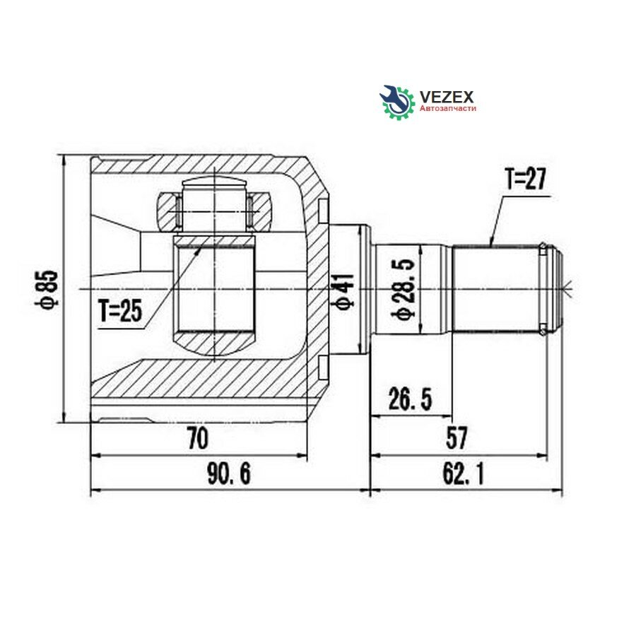 ZIKMAR Z87800R Шрус внутренний hyundai santa fe bb (00--06)